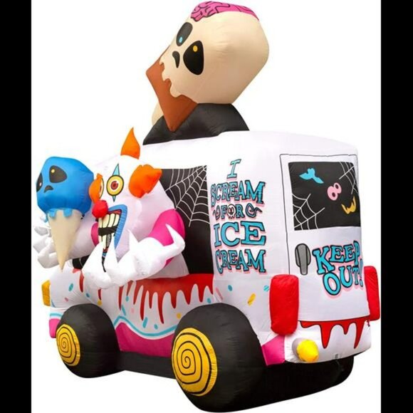 Holiday | Halloween Inflatables Large 8 Ft Clown Ice Cream Truck ...